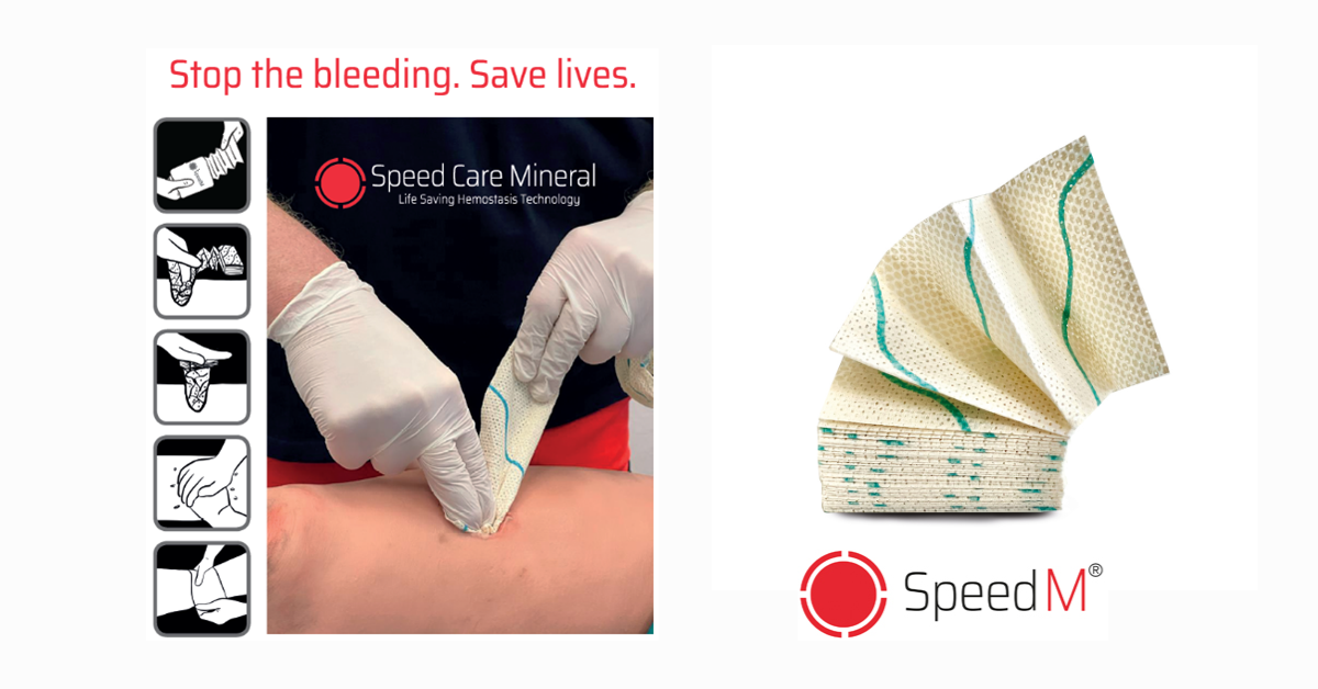 SpeedM® innovative kaolin-based emergency haemostatic dressing